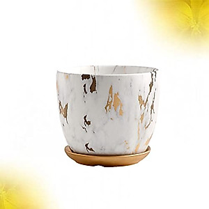 ARTIBETTER 1pc White Fairy Gardening Plant Orchid Succulent Plants Bonsai Planter Holder Cactus Modern Retro Pot: Supply Office Saucers Pots Marbling Vase Flowerpot Ceramic for Pot