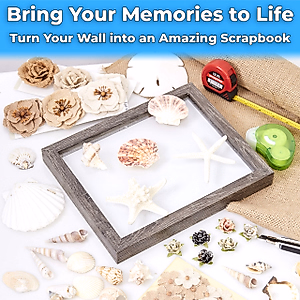 Super-Sturdy 11x14 Gray Shadow Box Frame With Glass 1pk . Large Rustic Wood Memory Box For Wedding Flowers, Jerseys, Pet Photos, Ticket Stubs or Medals