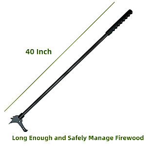 Fierywater 40-Inch Long Fire Poker-One Piece with Large Rubber Handle Fireplace Tools, Anti-Rust Black Coated for Fire Pit - Indoor and Outdoor Campfire Use