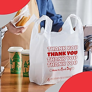 Concession Essentials Disposable & Reusable Thank You T-Shirt Bags- Pack of 100