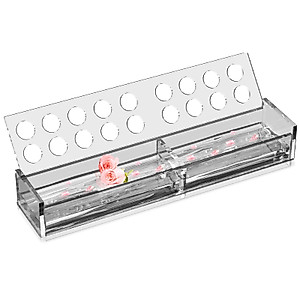 Acrylic Flower Vase Rectangular,18 Inches Clear Acrylic Vase,Long Acrylic Vase with 18 Holes,Low Laying Unique Flower Vases for Home Decor or Weddings