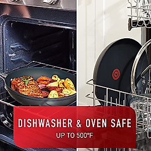 T-fal Platinum Hard Anodized Nonstick Fry Pan 12 Inch Oven Broiler Safe 500F, Lid Safe 350F Cookware, Pots and Pans, Dishwasher Safe Black