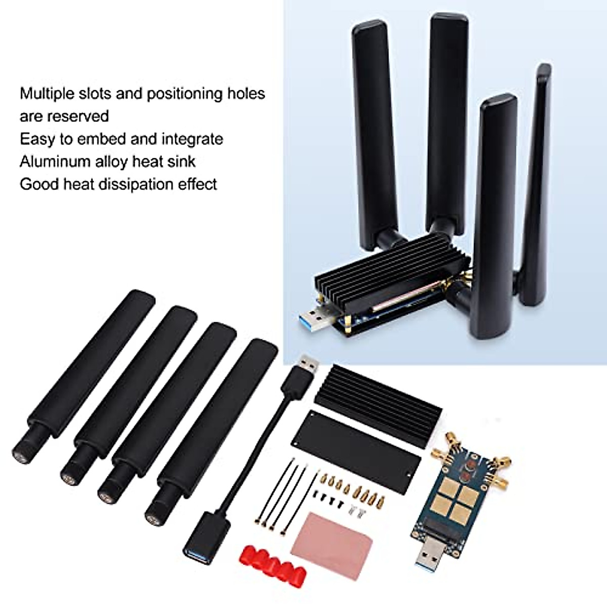 5G Module to USB Adapter, SIM Card Slot PCB Material NGFF M.2 to USB 5G Adapter Supports 3G 4G 5G Wide Applicability with Antenna for Computer