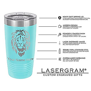 LaserGram 20oz Vacuum Insulated Tumbler Mug, Cat with Butterfly, Personalized Engraving Included (Light Blue)