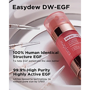 EASYDEW EGF 55% Collagen Silkream Ampoule- Korean Facial Serum for Firmness & Elasticity with Peptides, Amino Acids - Day & Night Anti Aging Silky Smooth Skincare, 1.86oz.