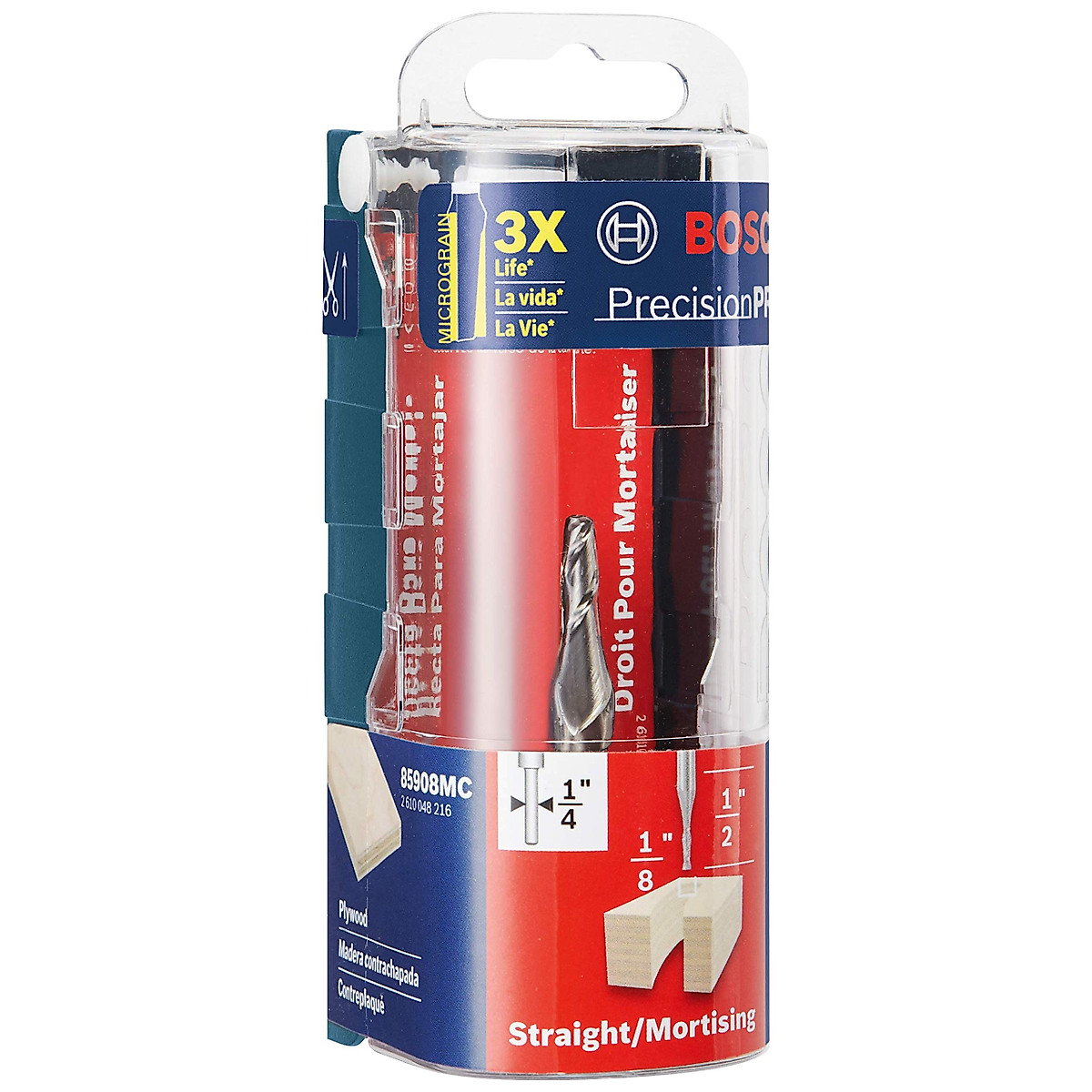 BOSCH 85908MC 1/8 In. x 1/2 In. Solid Carbide Double-Flute Upcut Spiral Router Bit