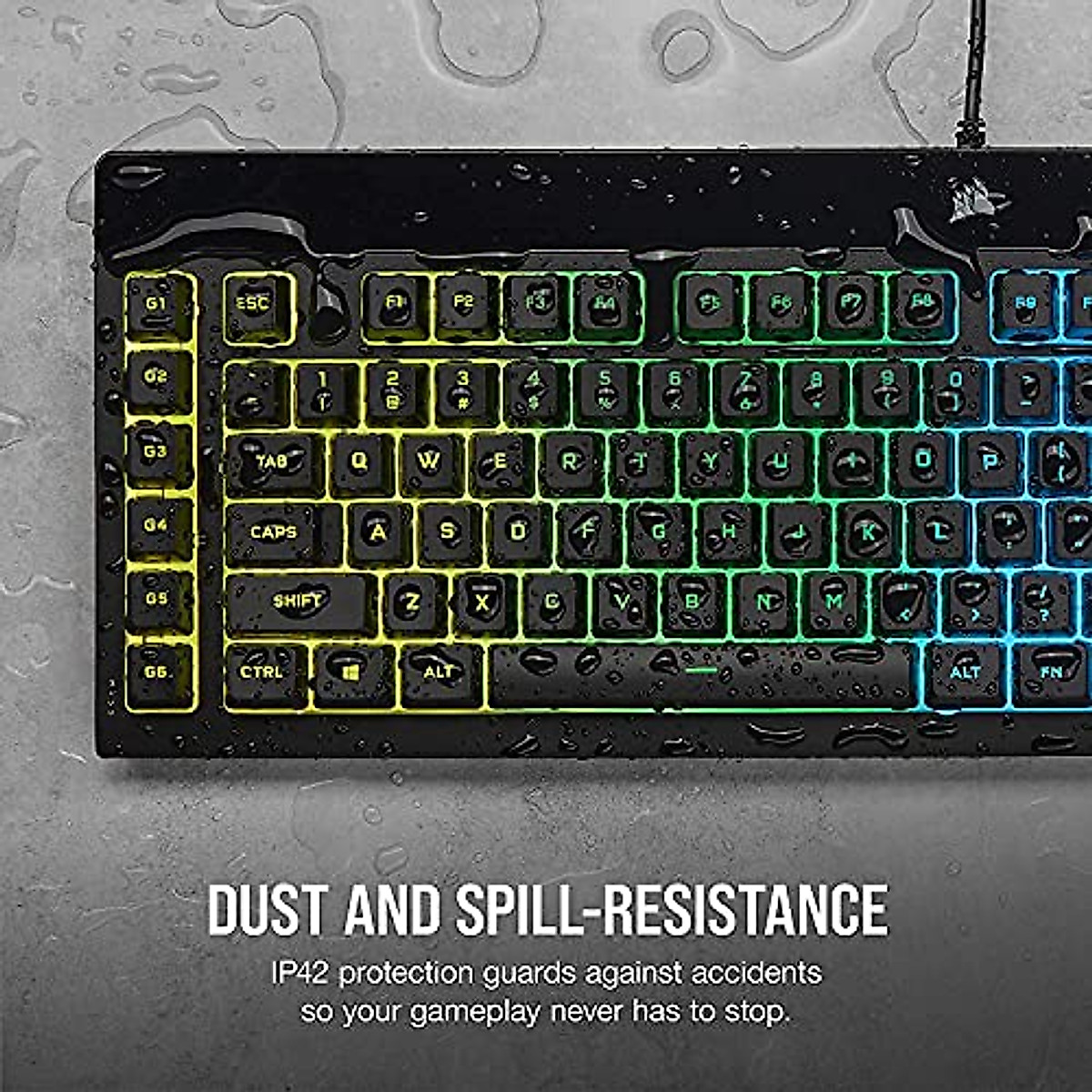 Corsair K55 RGB PRO Membrane Wired Gaming Keyboard – IP42 Dust and Spill-Resistant – 6 Macro Keys with Elgato Integration – iCUE Compatible – QWERTY NA – PC, Mac, Xbox – Black