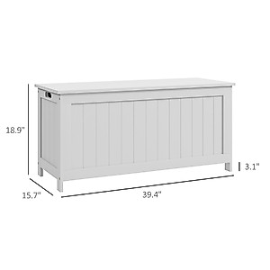 HOMCOM Storage Chest, Wooden Box with 2 Safety Hinges and Cut-out Handles, Modern Storage Trunk for Living Room, Entryway, 39.4" x 15.7" x 18.9", White