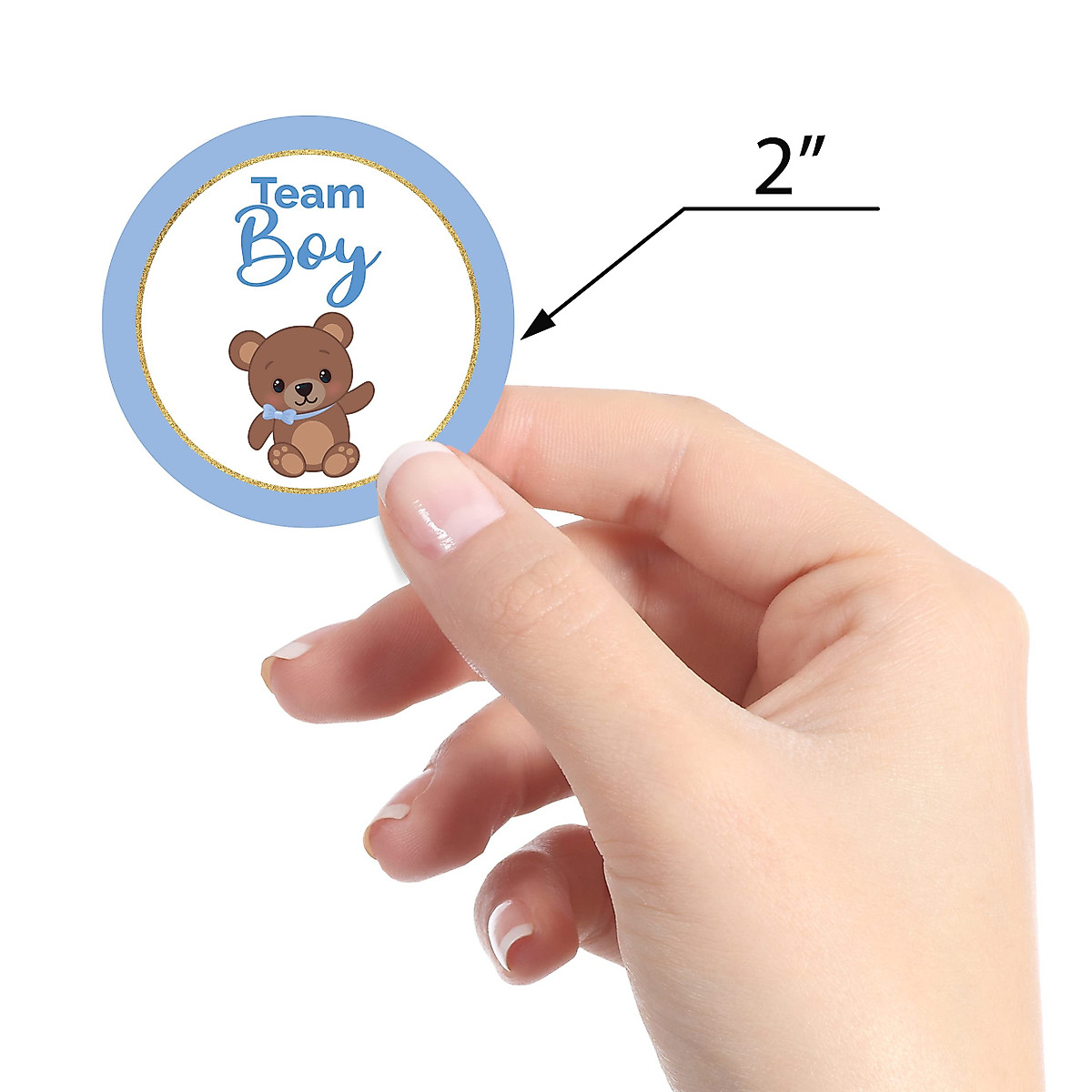 2 Inch (60 Pack) Teddy Bear Gender Reveal Stickers - Team Girl Boy Baby Shower Favors Labels Decorations Supplies