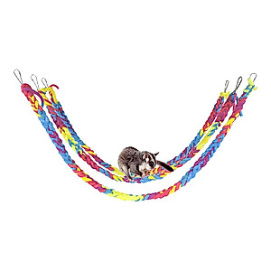 WishLotus Sugar Glider Toys, 3Pcs Multicolored Braided Ropes Small Animal Toys Colorful Climbing Rope for Parrot, Sugar Gliders, Hamster, Guinea Pig, Squirrel, Ferret, Squirrel (3pcs)