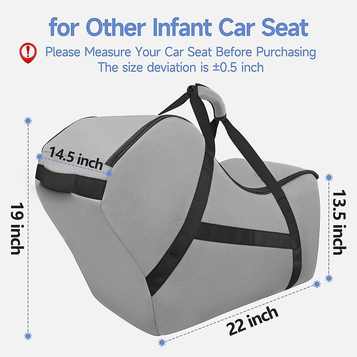 YOREPEK Infant Car Seat Travel Bag Compatible with UPPAbaby MESA V2 and Base,Fit for All Nuna Pipa Car Seat and Base, Padded Car Seat Bags for Air Travel, Carseat Cover for Airplane Travel, Grey