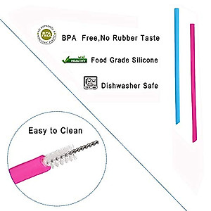 12Pcs Reusable Silicone Straws - Regular Size 6“ for Toddlers + Storage Pouch