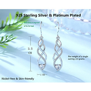 Celtic Knot Drop Earrings, Sterling Silver Dangle Earring for Women