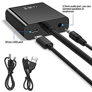 leizhan HDMI to VGA Adapter Cable, HDMI Male to VGA Female Converter with 3.5mm Audio Jack Compatible with Computer PC Laptop Monitor Projector HDTV Ultra-Book Raspberry Pi Chromebook