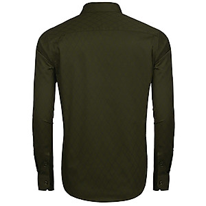 COOFANDY Mens Business Dress Shirt Long Sleeve Slim Fit Casual Button Down Army Green, Large