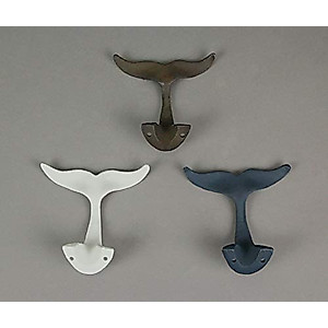 Chesapeake Bay Ltd Coastal Color Cast Iron Whale Tail Wall Hook Set 3 Piece