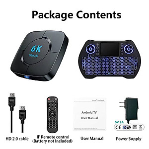 TV Box Android 10.0 4GB RAM 32GB ROM H616 Smart TV Box Set Top Box with Mini Keyboard USB 2.0 Ultra HD 4K 6K HDR Dual Band WiFi 2.4 5.8GHz BT4.1 Android TV Box