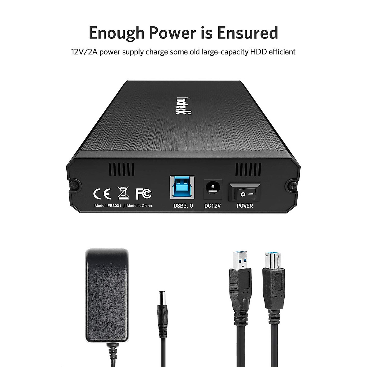 Inateck 3.5 Hard Drive Enclosure, Aluminum USB 3.0 Sata HDD Enclosure, FE3001