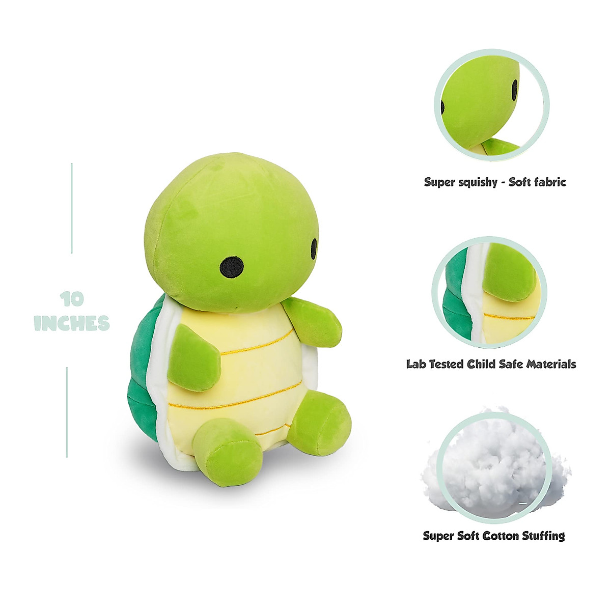 Avocatt Green Turtle Plushie Toy - 10 Inches Stuffed Animal Plush - Plushy and Squishy Turtle with Soft Fabric and Stuffing - Cute Toy Gift for Boys and Girls