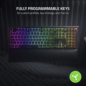 Razer Ornata V2 Gaming Keyboard: Hybrid Mechanical Key Switches - Customizable Chroma RGB Lighting - Individually Backlit Keys - Detachable Plush Wrist Rest - Programmable Macros (Renewed)