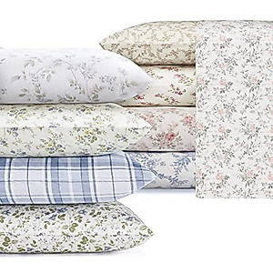 Laura Ashley Home - Twin Sheets, Cotton Flannel Bedding Set, Brushed for Extra Softness & Comfort (Vanessa, Twin)