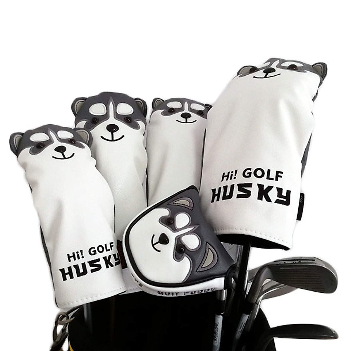 HISTAR Golf Driver Fairway Wood Hybrid Head Corver Husky Cartoon Animal Golf Cover (3Pcs)