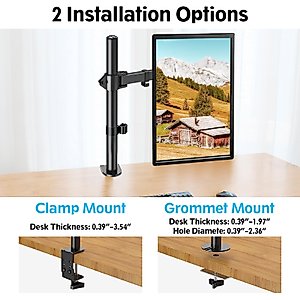 MOUNTUP Single Monitor Desk Mount, Fully Adjustable Single Monitor Arm Stand, Computer Screen Mount for 1 Max 32 Inch,17.6 lbs Display, Monitor Stand with Clamp&Grommet Base, VESA 75x75mm 100x100mm