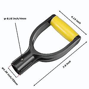 Plastic Spade Handle Shovel D Grip Handle, 32mm Inner Diameter Spade Snow Shovel Handle, Spade Snow Scoop Digging Raking Tools Hand Protect Garden Accessorie for Snow Shovel Digging Raking (Yellow)