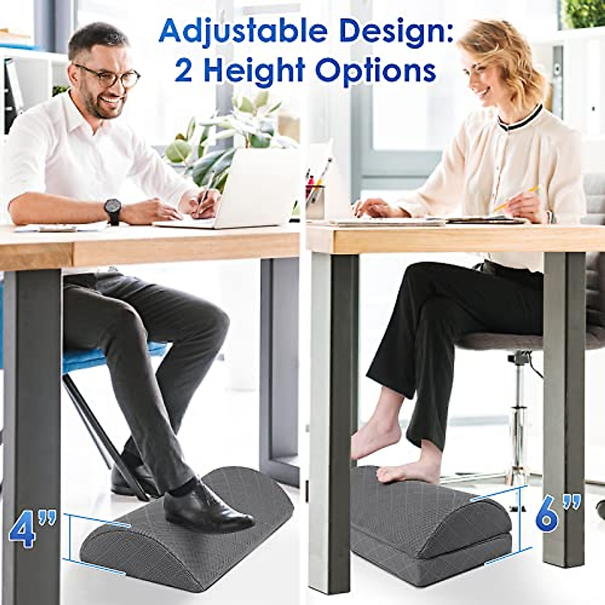 CushZone Foot Rest for Under Desk at Work Adjustable Foam for Office, Work, Gaming, Computer, Gift, Home Office Accessories Back & Hip Pain Relief (Grey)
