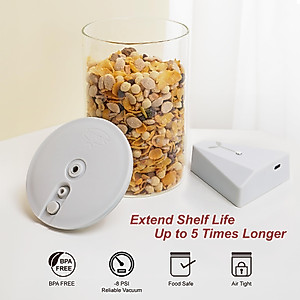 SealVax®Coffee Vacuum Canister- Vacuum Canister Coffee, Airtight Round Glass Storage Containers. Voyd vacuum canister, size large x 1 pcs + small x 1 pcs with vacuum sealer.