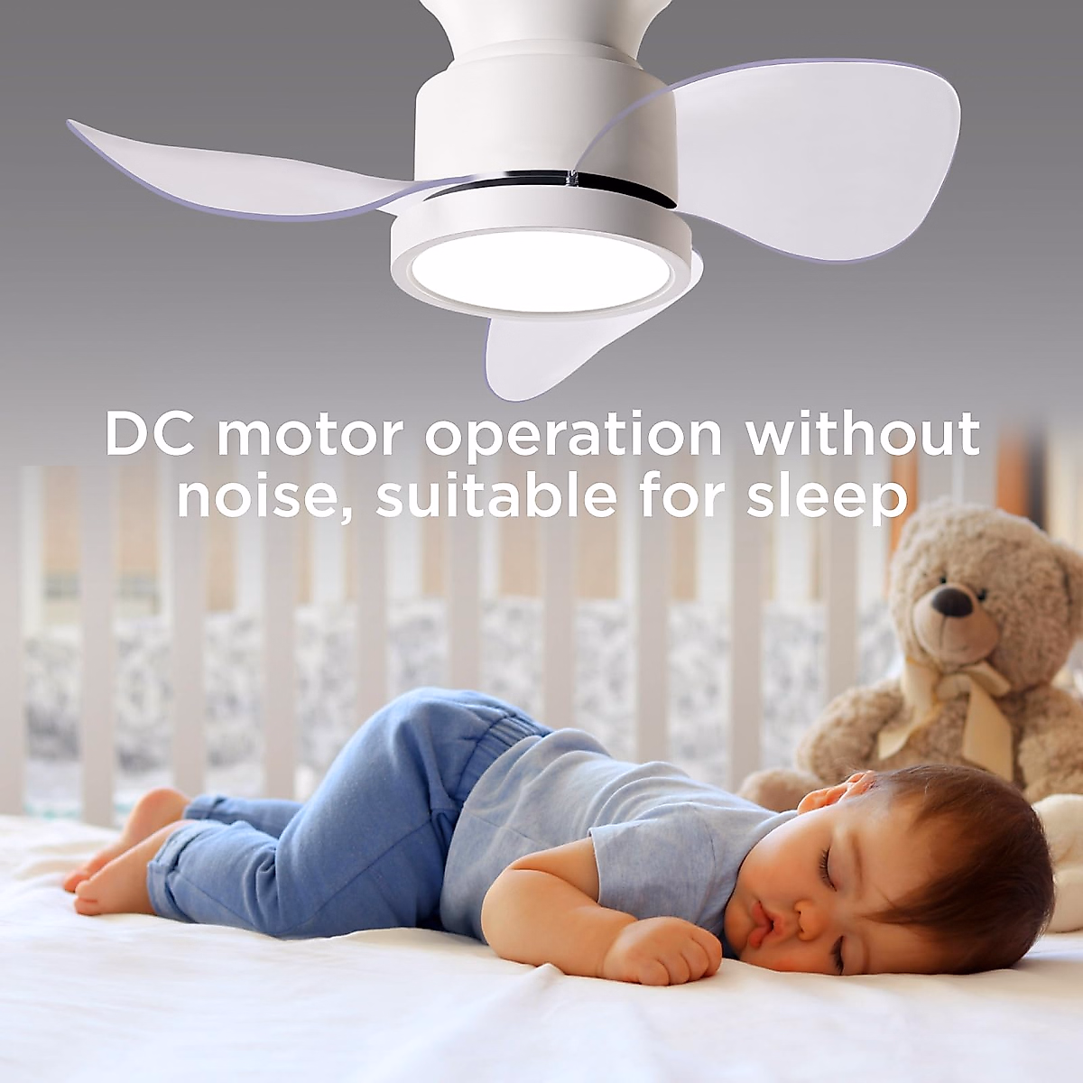 Roomratv Ceiling Fans with Lights 22 inch Quiet Ceiling Fan Large Airflow Remote Control 3 Color Temperature for Bedroom Kitchen Dining Room Patio（White）