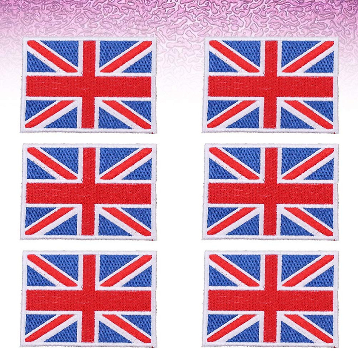TENDYCOCO British Union Jack Embroidered Patch England Flag UK Great Britain Iron on Sew on Emblem Art Craft Patches for Clothes Jacket Costume Hat 6pcs