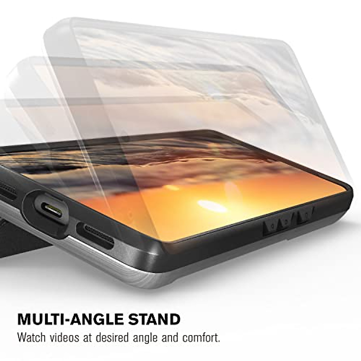 VENA vCommute Wallet Case Compatible with Google Pixel 7 Pro (2022), (Military Grade Drop Protection) Flip Leather Cover Card Slot Holder with Kickstand - Space Gray