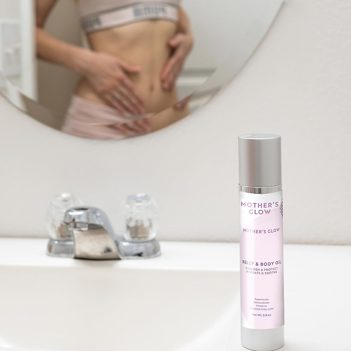 Organic Belly Oil for Stretch Marks, Plant-Based & Pregnancy-Safe Postpartum Skincare, Ultra Soothing Hydrating Nourishing