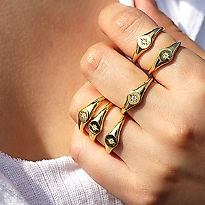 ATJMLADYJEWELRY Simple jewelry Gold plated women finger jewelry star starburst signet ring (7)
