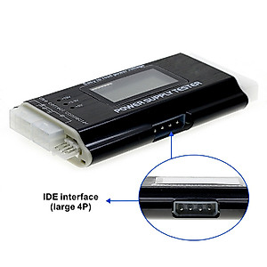 Optimal Shop 20+4 Pin LCD Computer Power Supply Tester for SATA IDE HDD ATX ITX BYI Connectors-Black