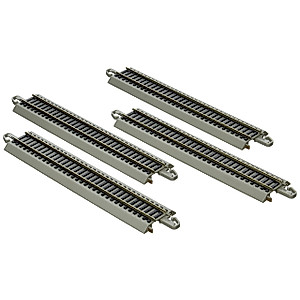 Bachmann Trains E-Z TRACK REVERSING 9" STRAIGHT (4/card) - NICKEL SILVER Rail With Grey Roadbed - HO Scale