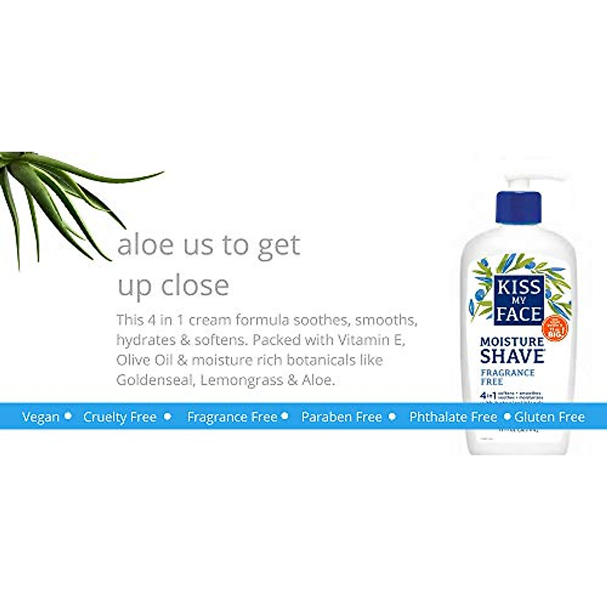 Kiss My Face Fragrance Free Moisture Shave, 11 Fluid Ounce, Pack of 3