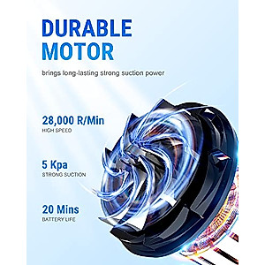 Powools Vacuum Cleaner High Power with Fast Charge Tech, Portable Vacuum, Lightweight Hand Vac with LED Light, Dark Red(PL8188)