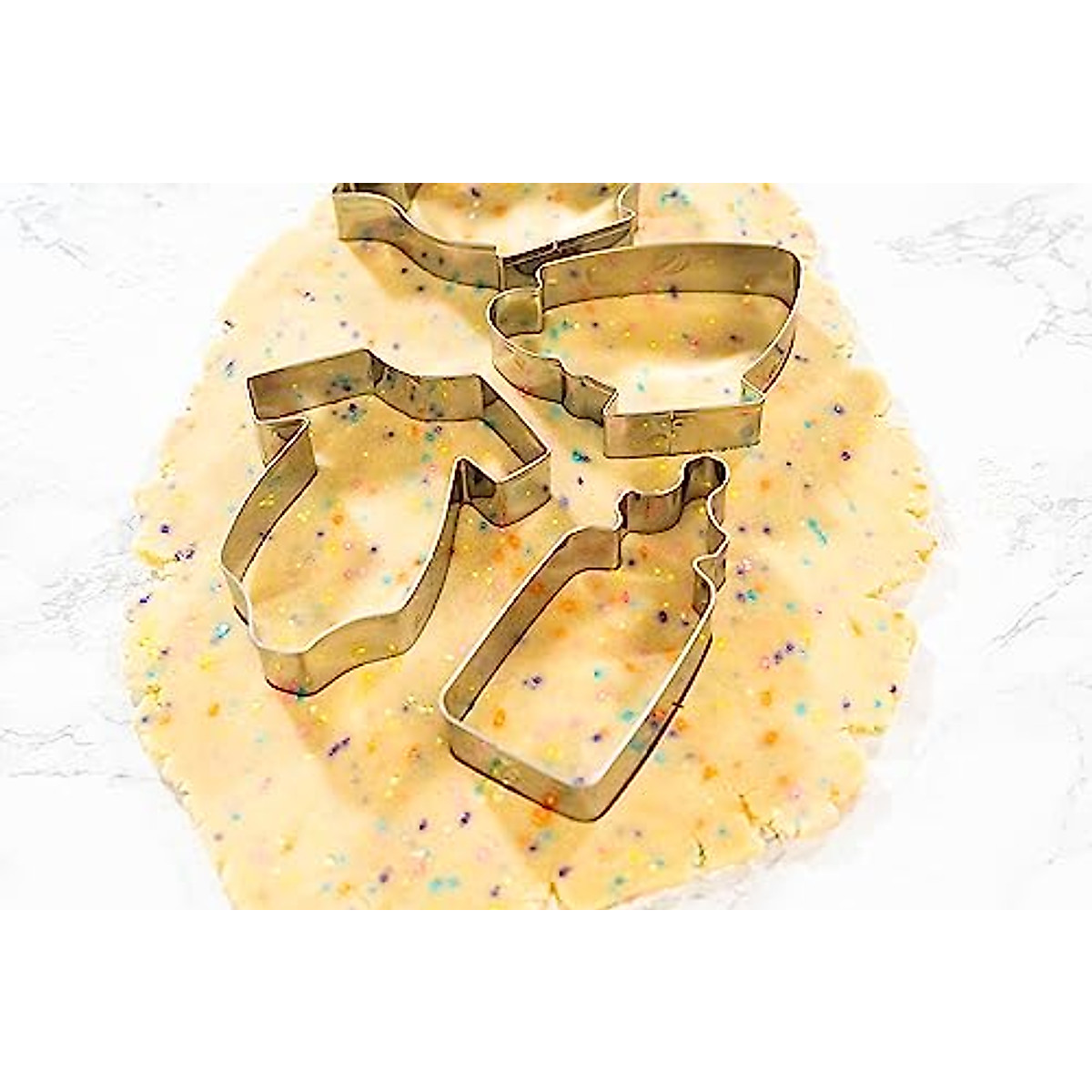 Bakerpan Stainless Steel Cookie Cutter Baby Bottle & Bodysuit Set, Baby Shower Cookie Cutters