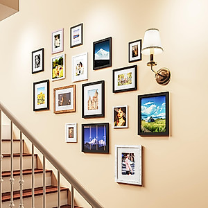 Picrit 8.5x11 Picture Frame Set of 12, Display 6x8 with Mat or 8.5 x 11 Without Mat, Photo Frames for Wall Mounting or Table Top Display, Black.