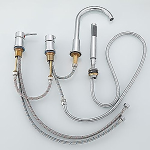 Kitchen Sink Faucet，Bathroom Faucets， Bath Shower Mixer Tap Single Lever Hot and Cold Water Tub Tap with Handheld Shower Head Brass Bath Taps with Shower Mixer for Bathroom/Black