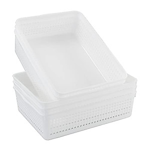 Gloreen Plastic Storage Basket, A4 File Document Letter Tray Organizer Baskets, 6 Packs