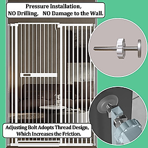 WAOWAO 61.02" Extra Tall Cat Pet Gate 30.11-33.07" Wide Pressure Mounted Walk Through Swing Auto Close Safety White Metal Baby Toddler Kids Child Dog Pet Puppy Cat for Indoor Stairs,Doorways