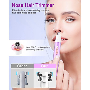 UTOTEBAG Nose Hair Trimmer for Women, 3 in 1 Rechargeable Ear and Nose Hair Trimmer for Women, Painless Eyebrow Trimmer & Body Hair Trimmer for Nose, Ear, Eyebrow, Arms, Legs