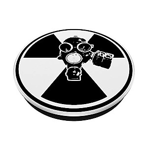 Black and White Toxic Shock Warning Nuclear Fallout Gas Mask PopSockets Swappable PopGrip