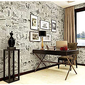 Lependor 17.71" X 118" Vintage Newspaper Self Adhesive Paper Peel & Stick Wallpaper for Bedroom Livingroom Decor - 17.71" X 9.8 ft