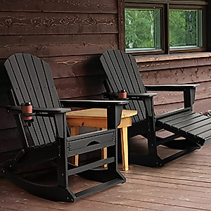 adirondack chair with Ottoman,Folding adirondack chairs,Rocking with Cup Holder,adirondack chairs Weather Resistant,Fire Pit Chairs,Plastic for Adults,350 lbs