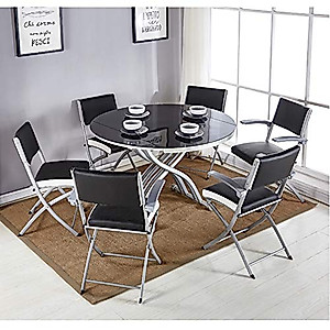 Mlaea Foldable Office Chairs, Executive Computer Desk Chair with Backrest, Dining Bedroom Living Room Chair, 42 * 40 * 95CM(Color:Black)