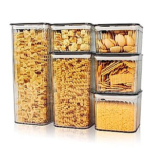 Annaklin Airtight Food Storage Containers for Pantry 6 Pack, Kitchen Storage Containers with Lids Airtight Stackable, Insect Proof, Pantry Organization and Storage Containers, Clear Canister Set